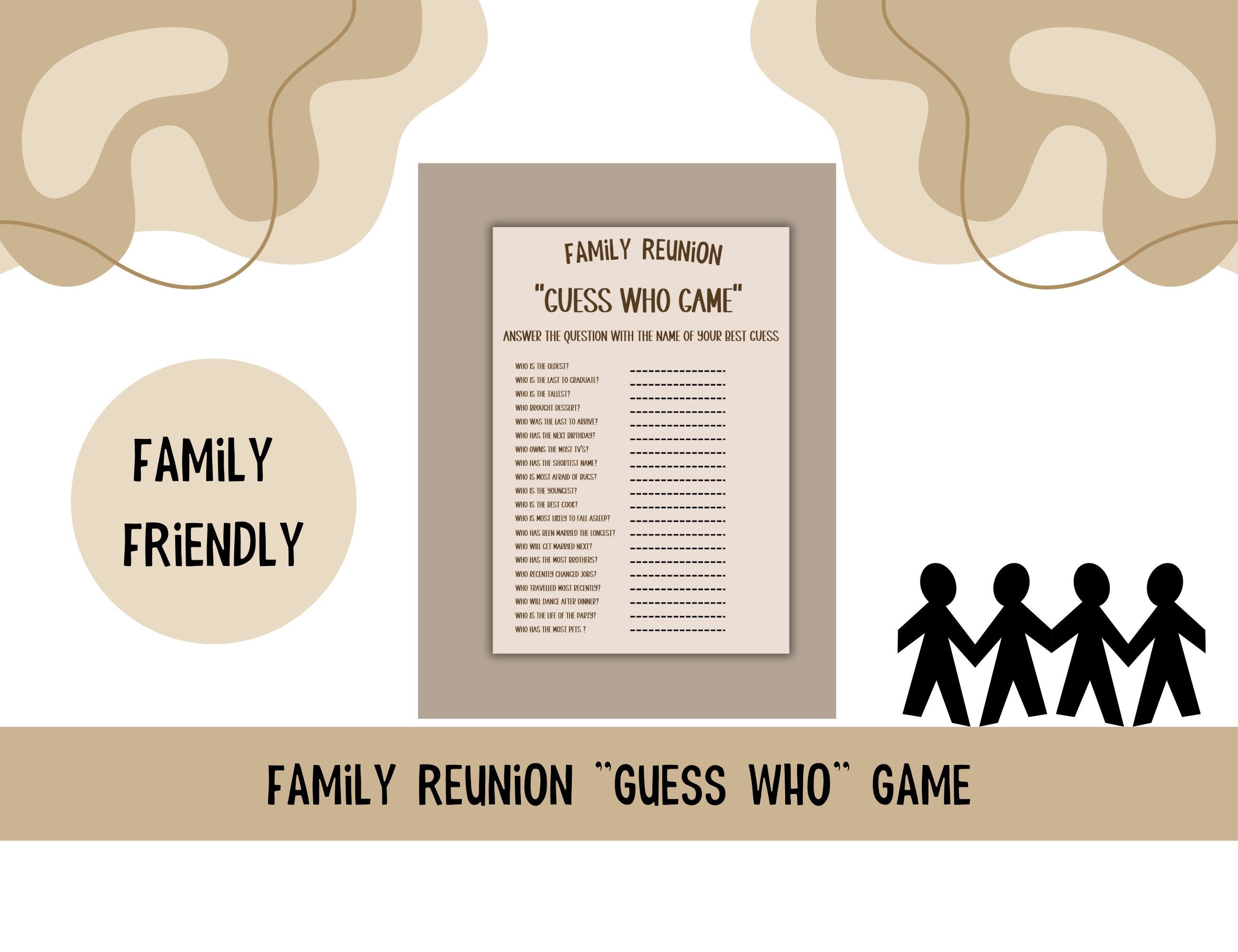 Family Reunion Guess Who Game| Family Trivia Quiz| Family Reunion Party ...