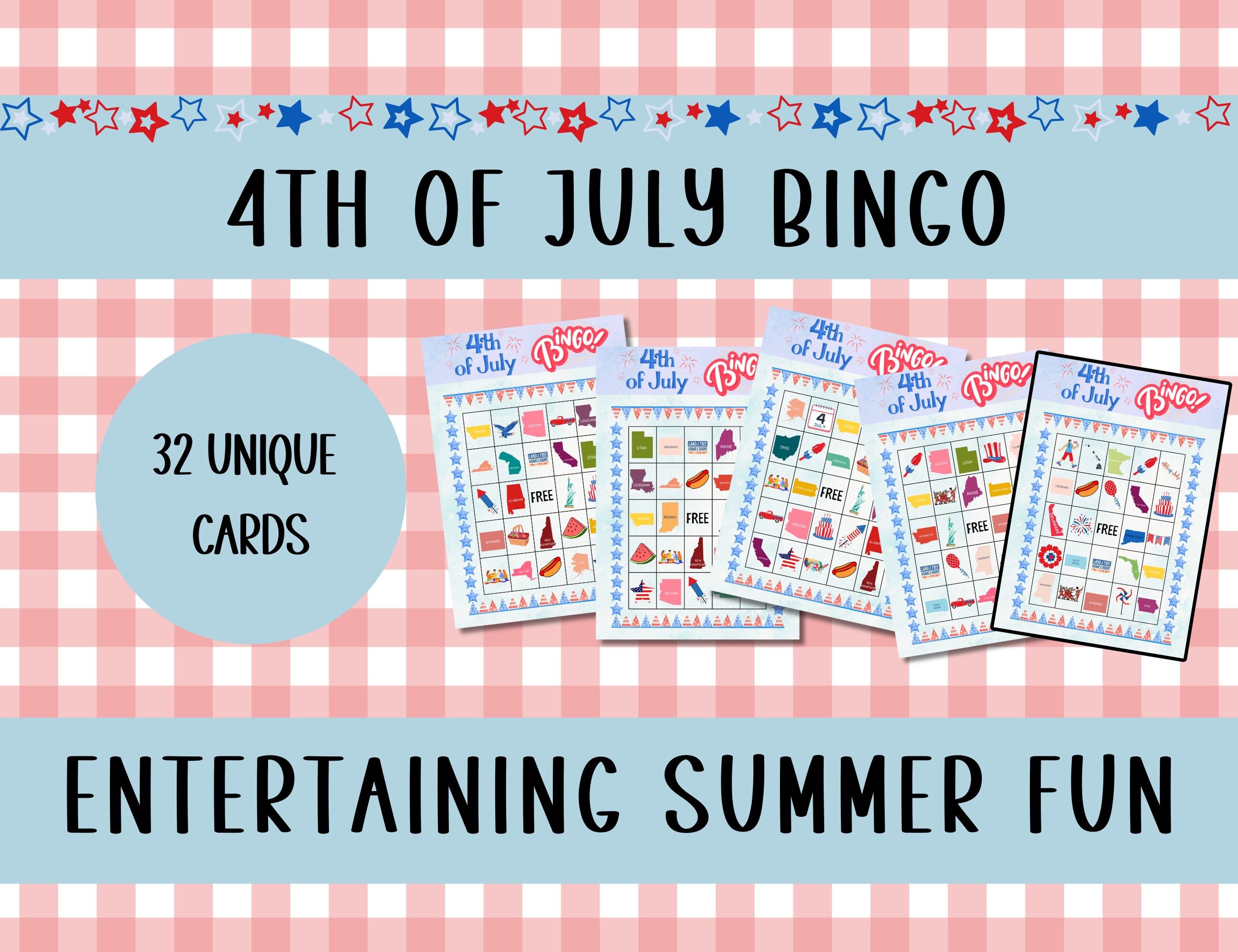 4th of July Bingo for Kids| Bingo Game for Independence Day| Patriotic ...