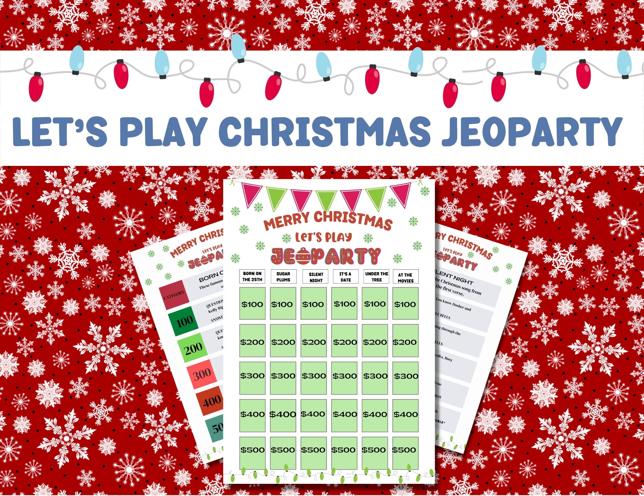 Christmas Jeopardy Printable Game, Family Holiday Jeopardy Game ...