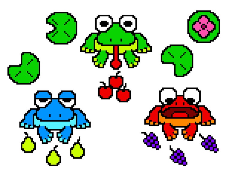 Kids Printable Pixel Frogs Coloring Page - Etsy
