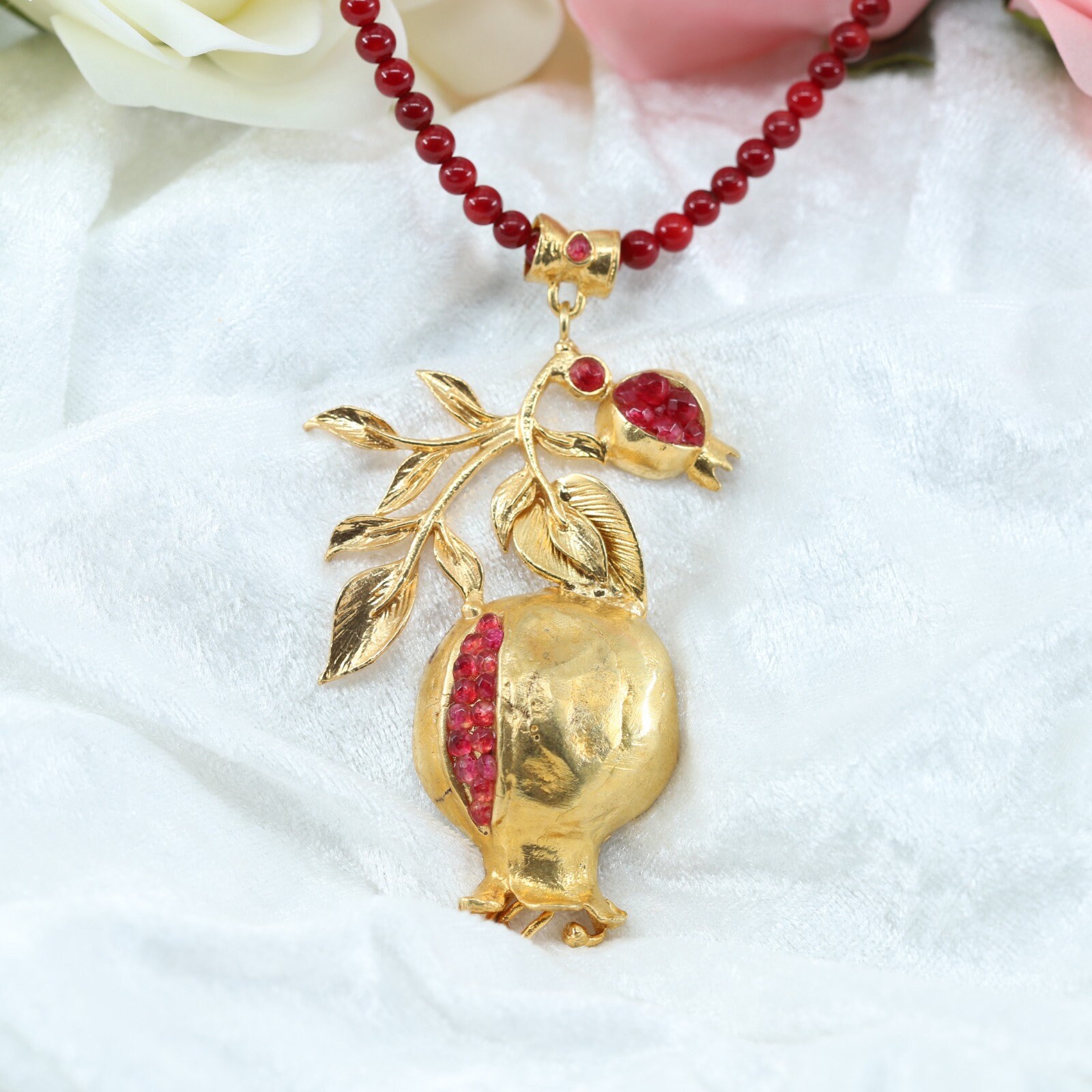 Handmade Pomegranate Design Necklace,pearl Necklace,pomegranate ...