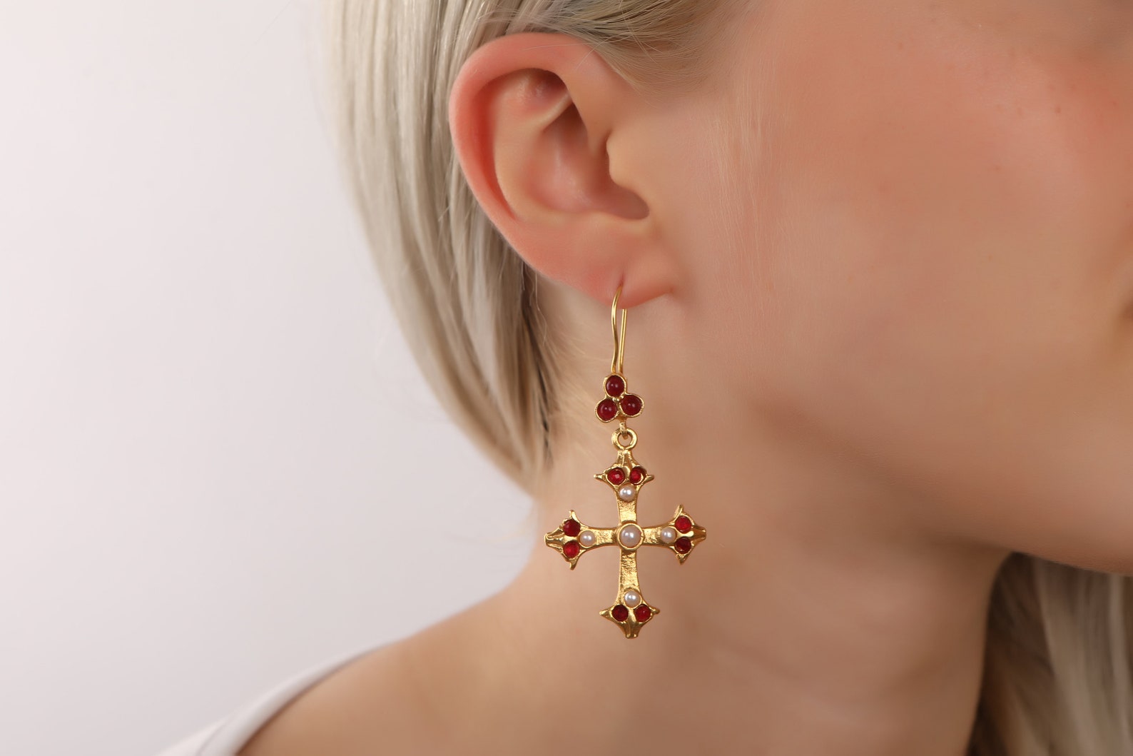 Cross Earrigns ,handmade Earrrigns ,cross,handmade Cross Earrigns,gold ...