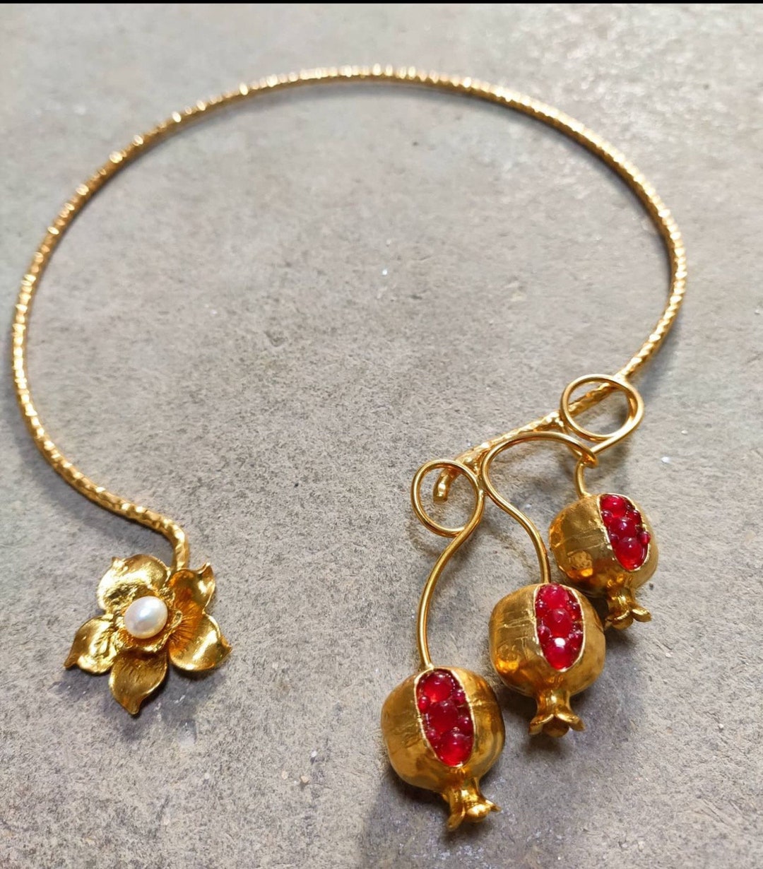 Handmade Pomegranate Design Necklace,pearl Necklace,pomegranate ...