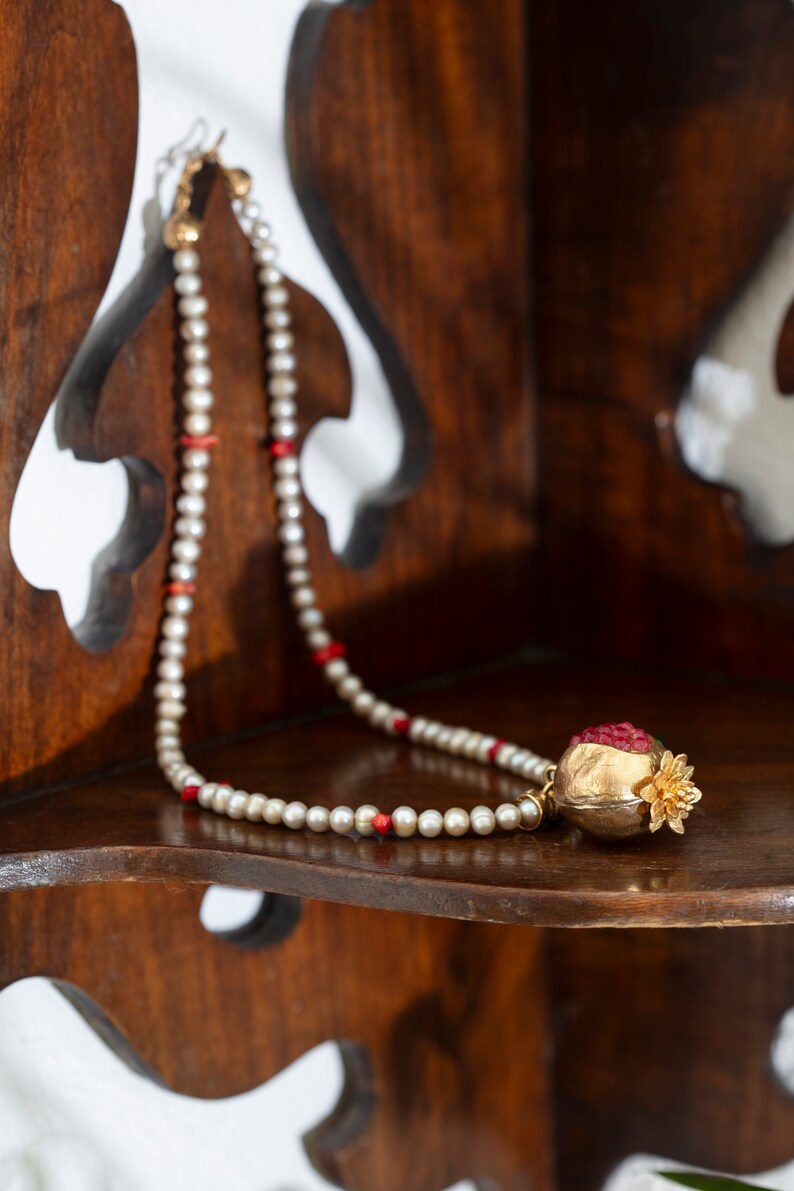 Handmade Pomegranate Design Necklace,pearl Necklace,pomegranate ...