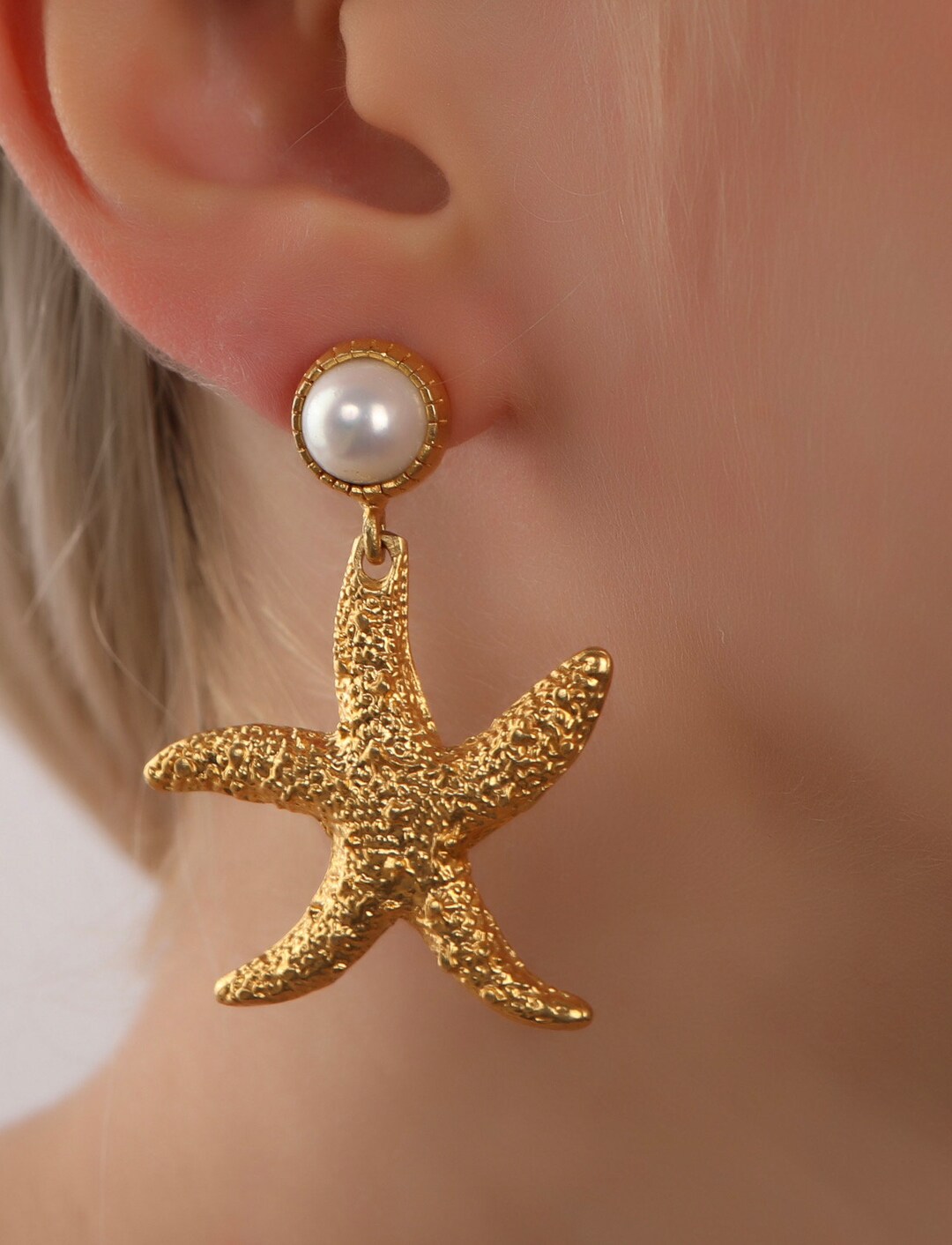 Starfish Earrigns,gold Plated Earrigs ,brass Earrigns,gemstone Earrigns ...