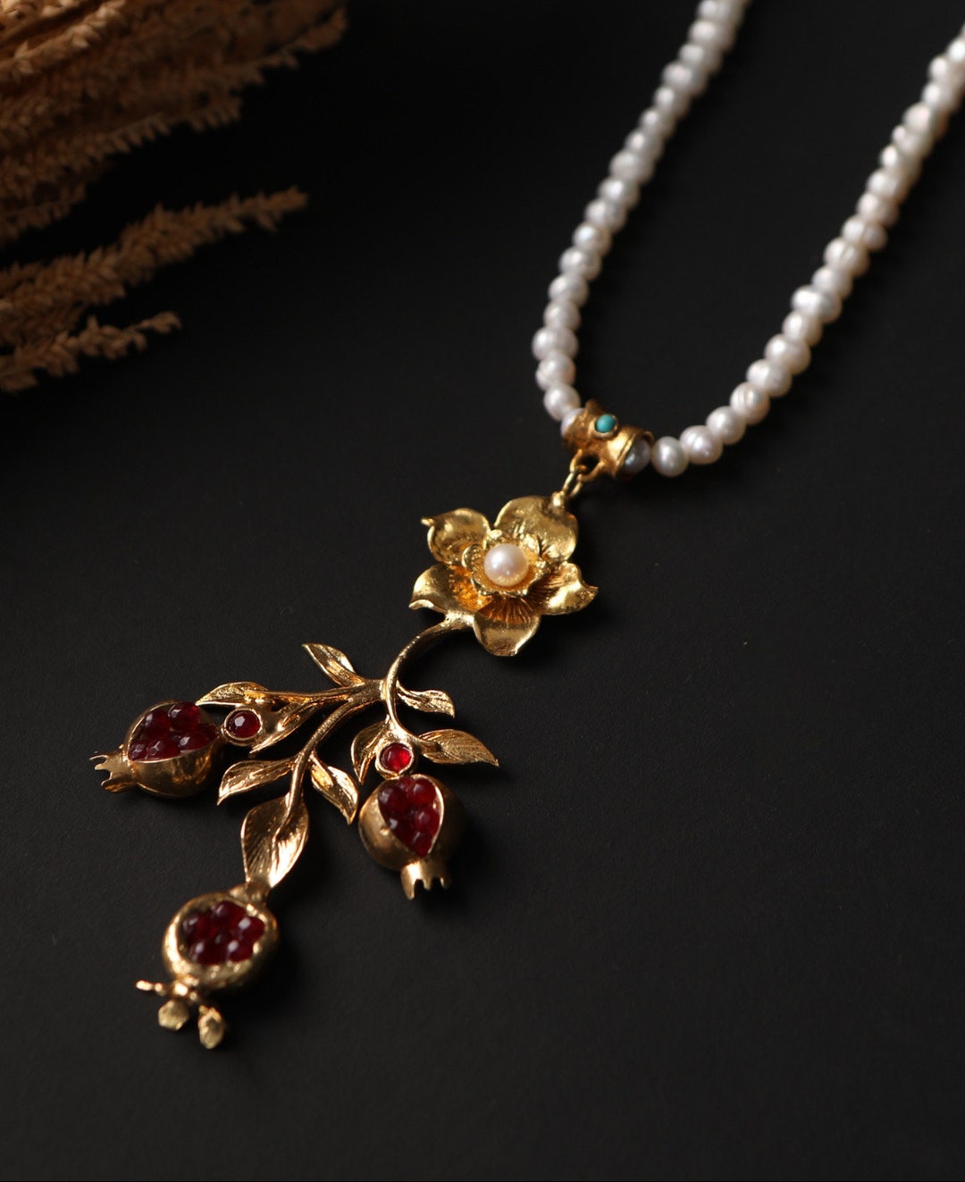 Handmade Pomegranate Design Necklace,pomegranate Necklace,pomegranate ...