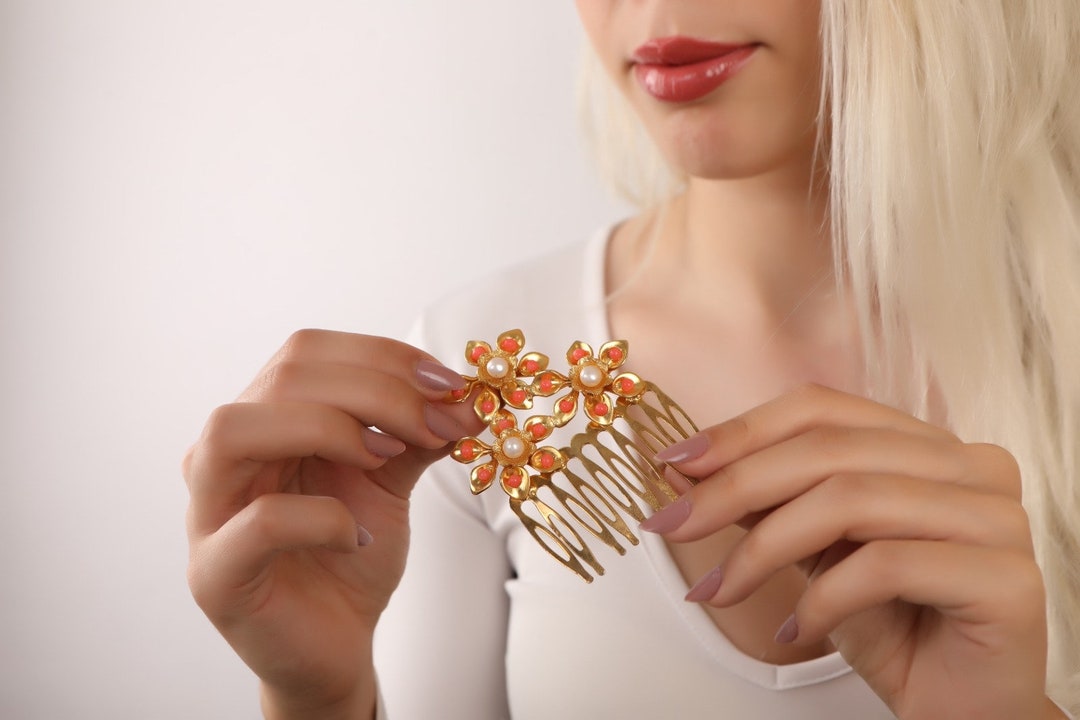 Hair Clip, Vintage Style ,gold Hair Clip,gold Plated Hair Clip ,ottoman ...