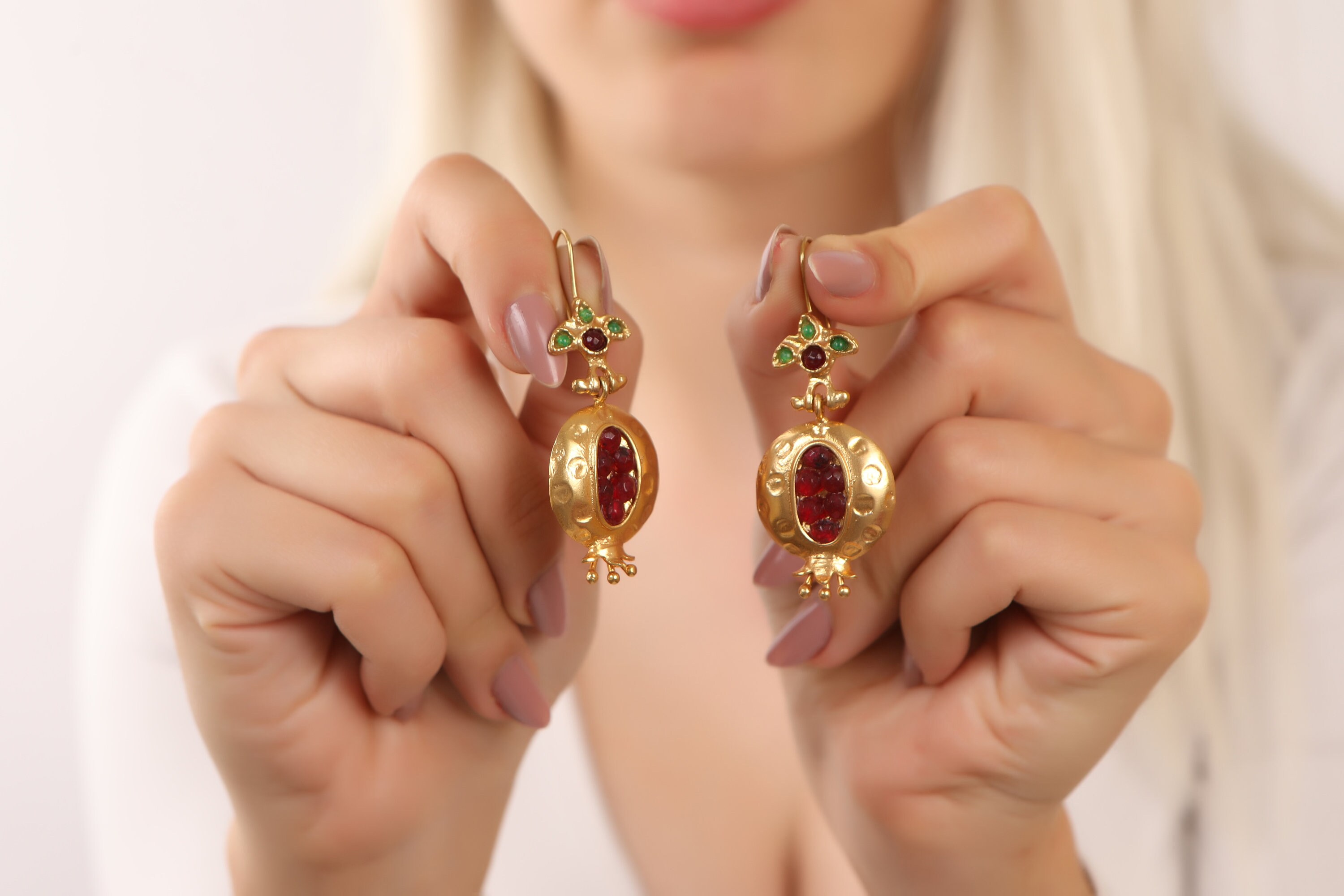 Pomegranate Design Earrigns,handmade Jewelry,christmas Gift,turkish ...