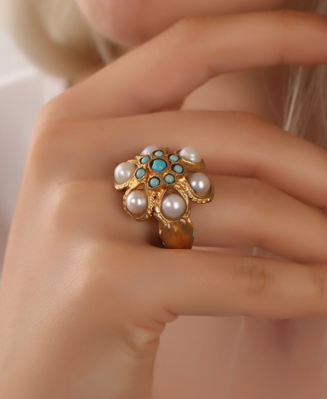 Adjustable Ring,pearl Ring,unique Ring ,ottoman Ring ,freesize Ring ...