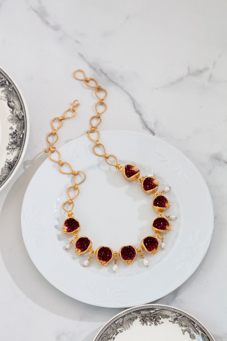 Handmade Pomegranate Design Necklace,pearl Necklace,pomegranate ...