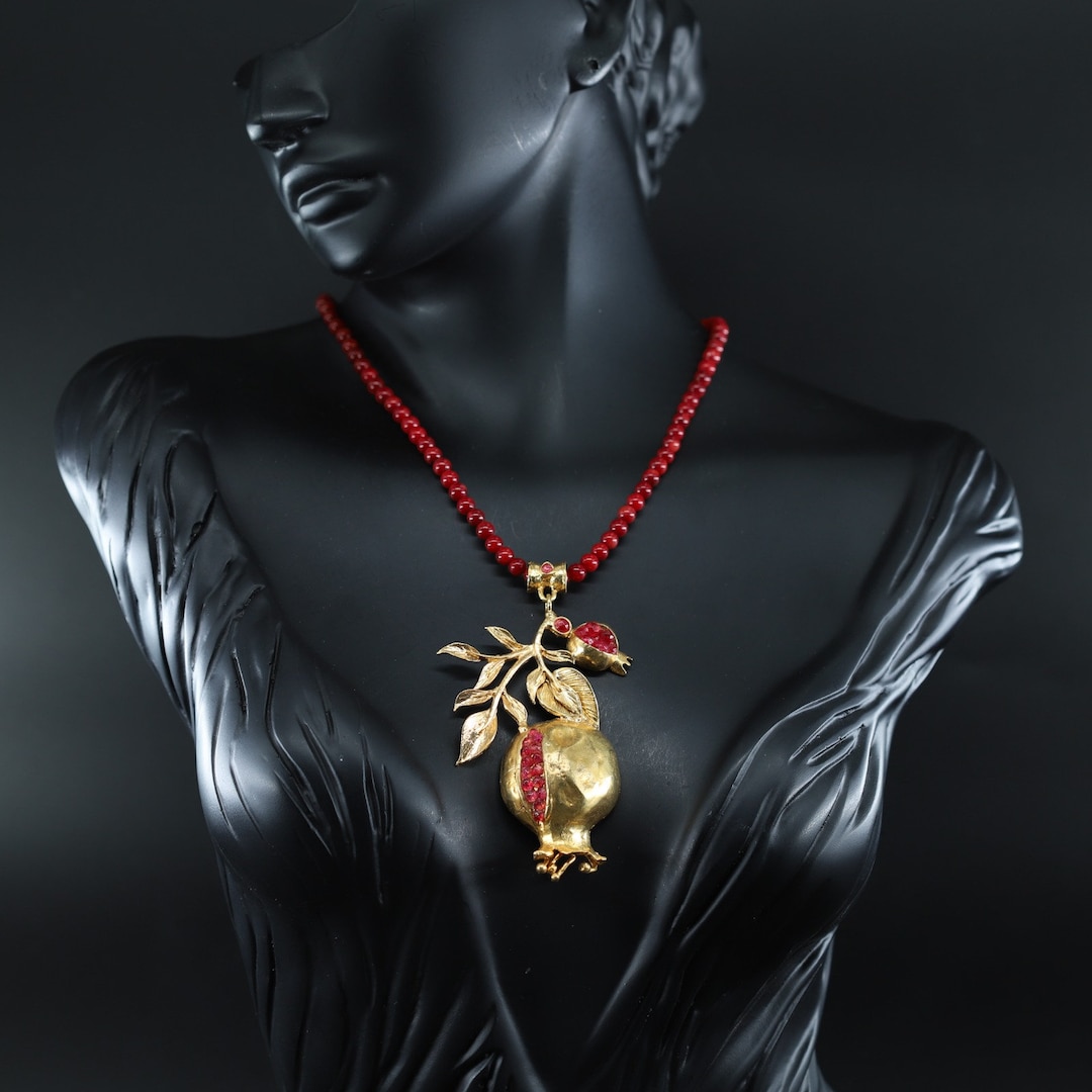 Handmade Pomegranate Design Necklace,pearl Necklace,pomegranate ...