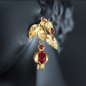 Pomegranate Design Earrings,turkish Jewellery,handmade Earrigns,gold ...