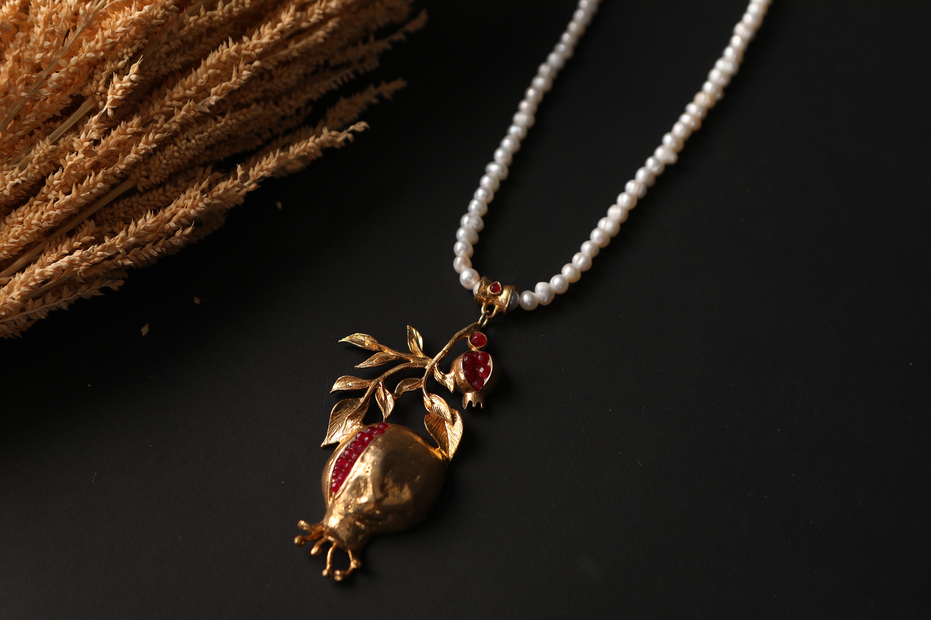 Handmade Pomegranate Design Necklace,pomegranate Necklace,pomegranate ...