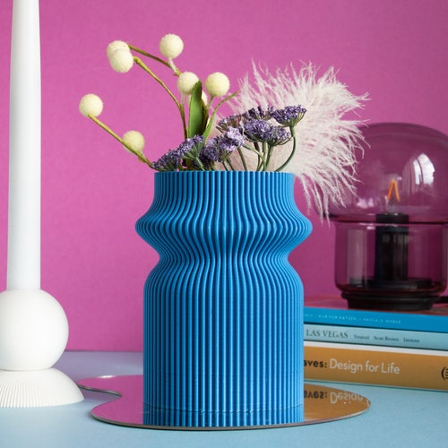 Rib Cinch Vase 3D Printed Vase Dried Flower Vase Modern - Etsy