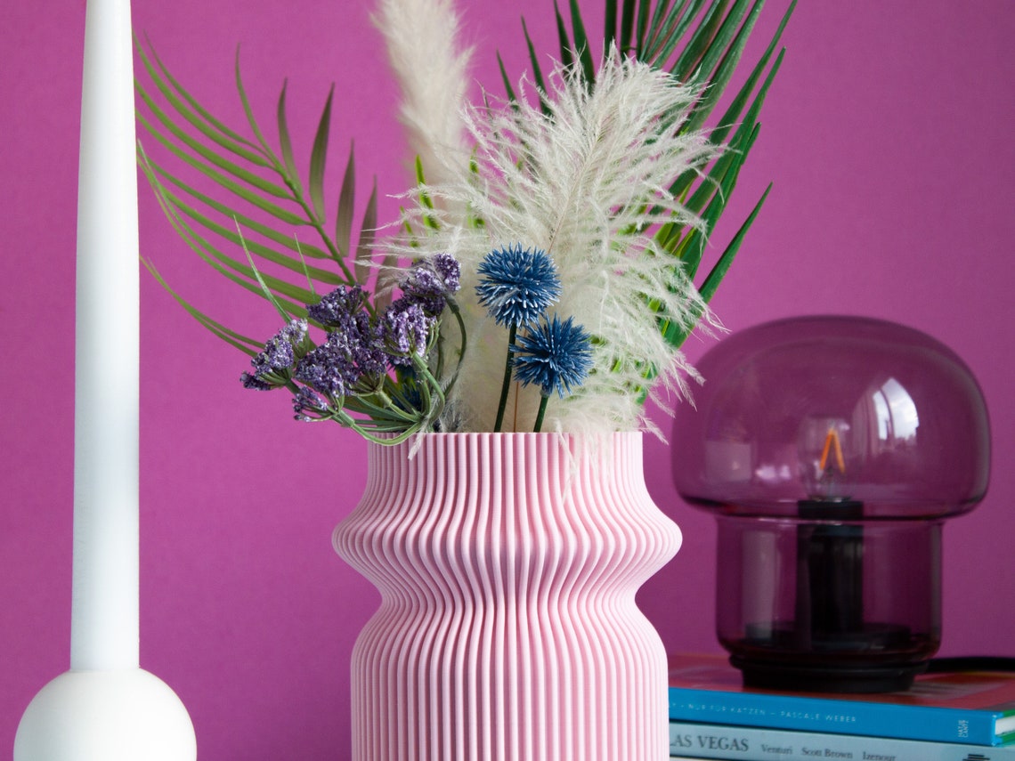 Rib Cinch Vase 3D Printed Vase Dried Flower Vase Modern - Etsy