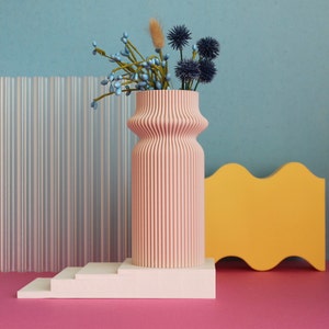 Tall Skinny Rib Cinch Vase - 3D Printed Vase, Dried Flower Vase, Modern ...