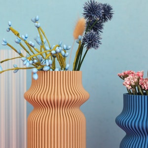 Tall Skinny Rib Cinch Vase - 3D Printed Vase, Dried Flower Vase, Modern ...