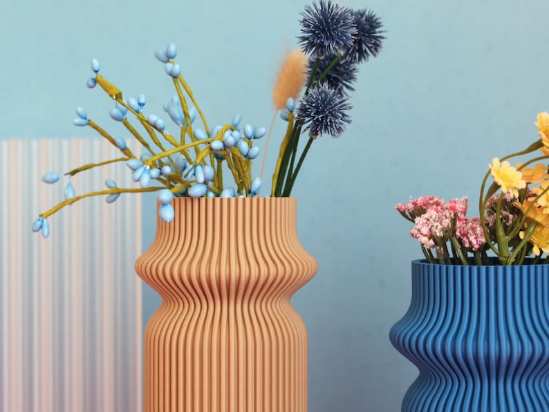 Tall Skinny Rib Cinch Vase 3D Printed Vase Dried Flower - Etsy