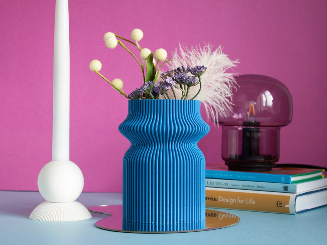 Rib Cinch Vase - 3D Printed Vase, Dried Flower Vase, Modern Eclectic ...