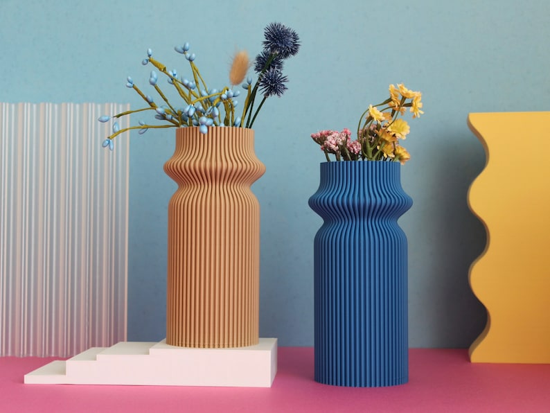 Tall Skinny Rib Cinch Vase 3D Printed Vase Dried Flower - Etsy