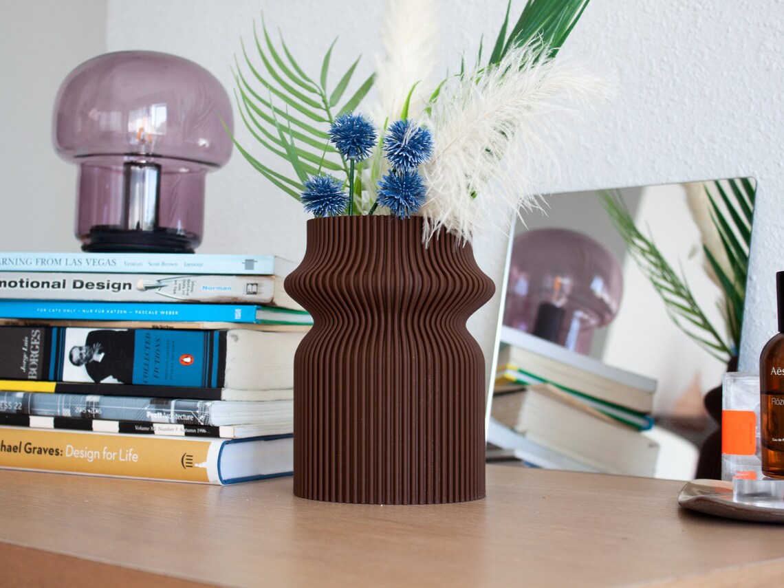 Rib Cinch Vase 3D Printed Vase Dried Flower Vase Modern - Etsy
