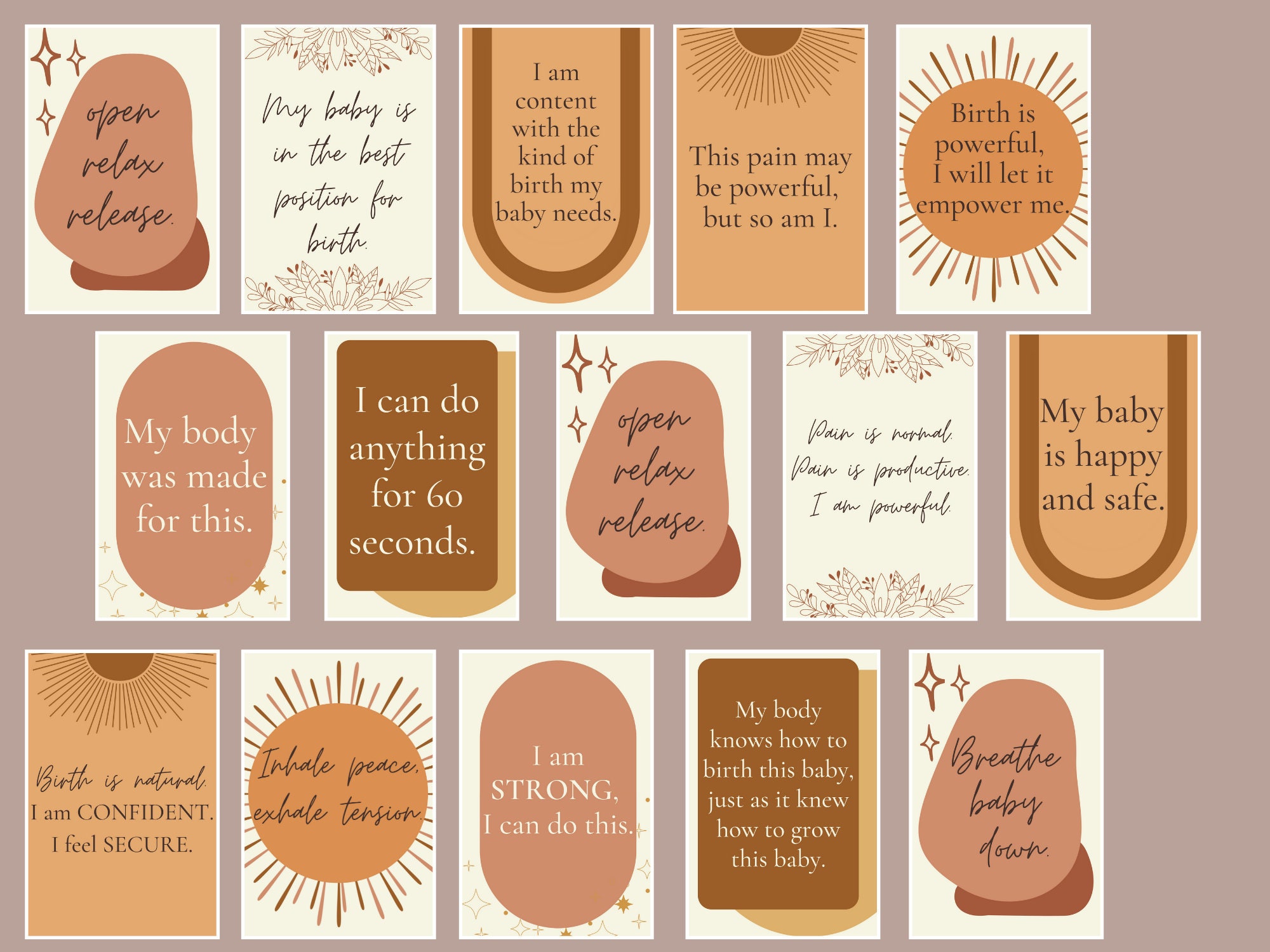 Birth Affirmations Printable Labor Affirmation Cards Digital - Etsy ...