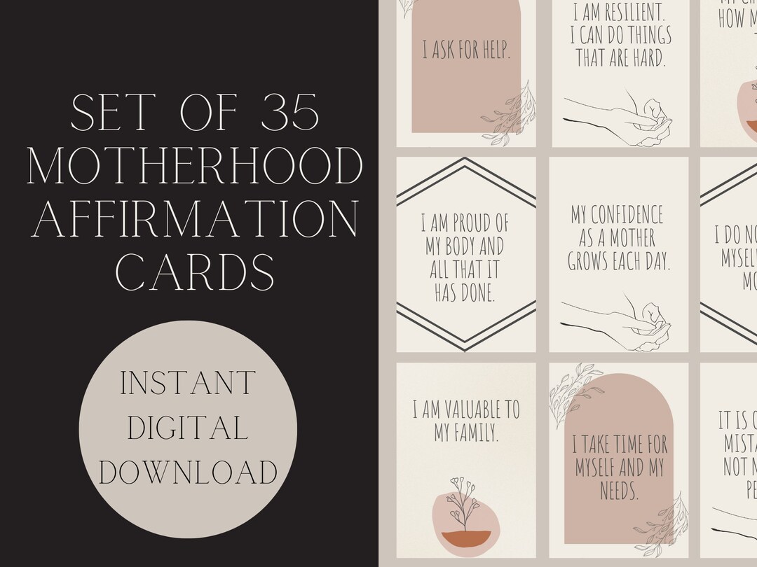 Motherhood Affirmation Cards Printable, New Mom Gift, Digital Download ...