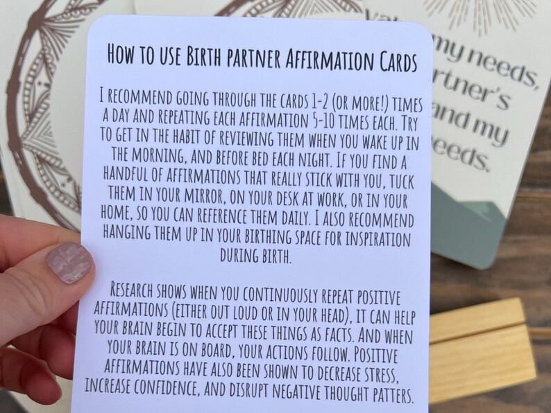 Birth Partner Affirmation Cards Labor and Delivery Affirmation Cards ...