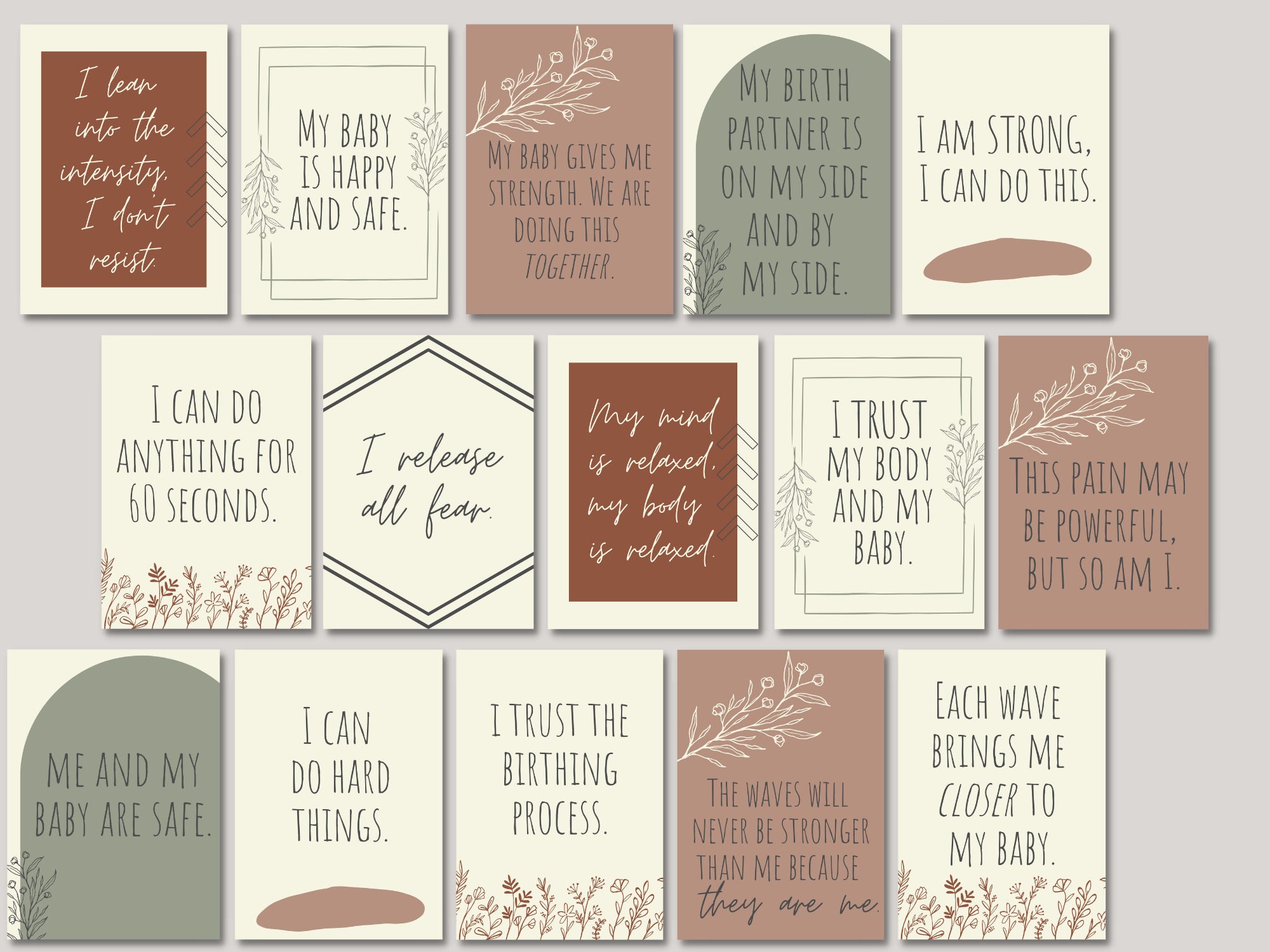 Birth Affirmations Printable, Labor Affirmation Cards Digital Download ...
