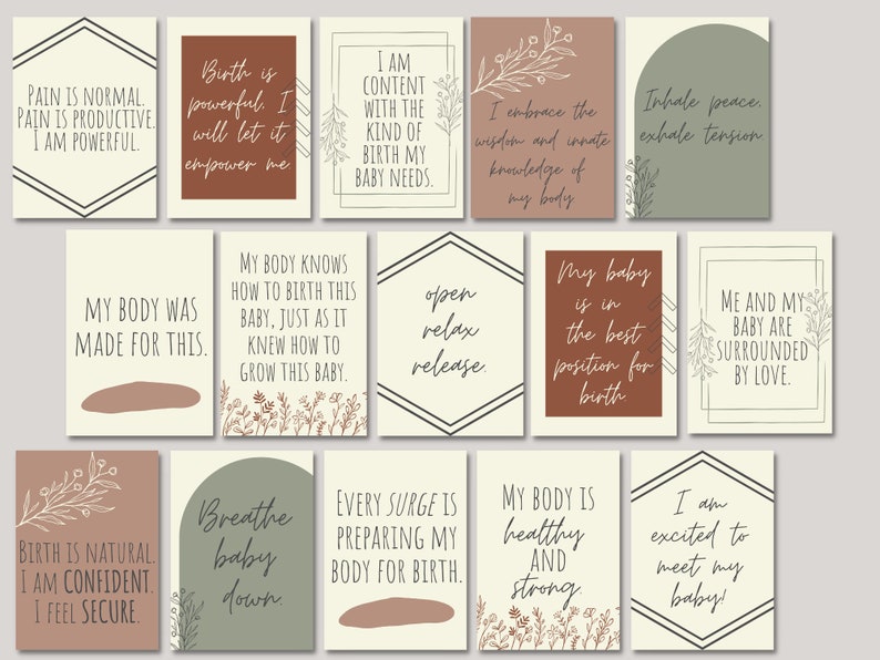 Birth Affirmations Printable, Labor Affirmation Cards Digital Download ...