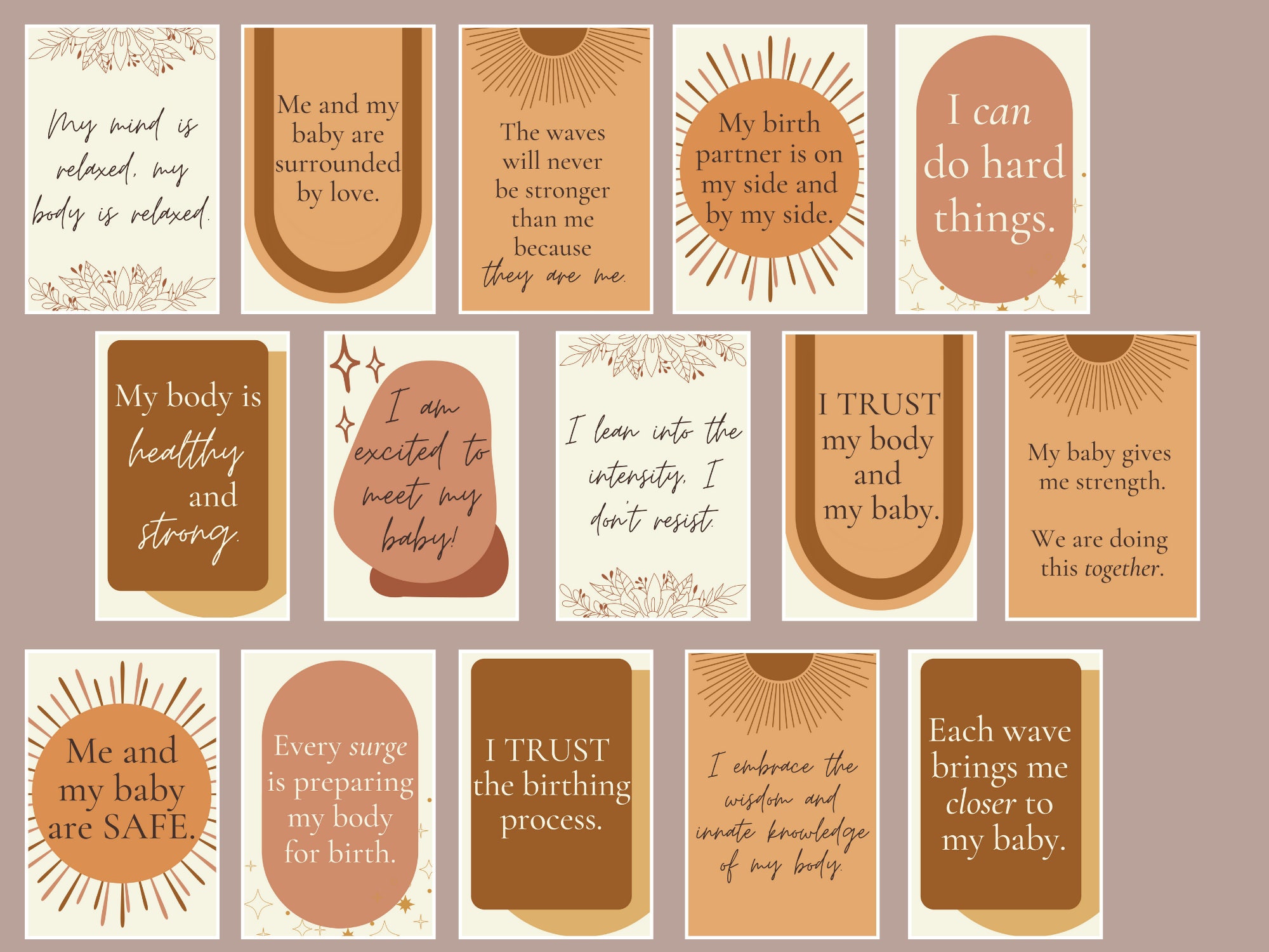 Birth Affirmations Printable Labor Affirmation Cards Digital - Etsy ...