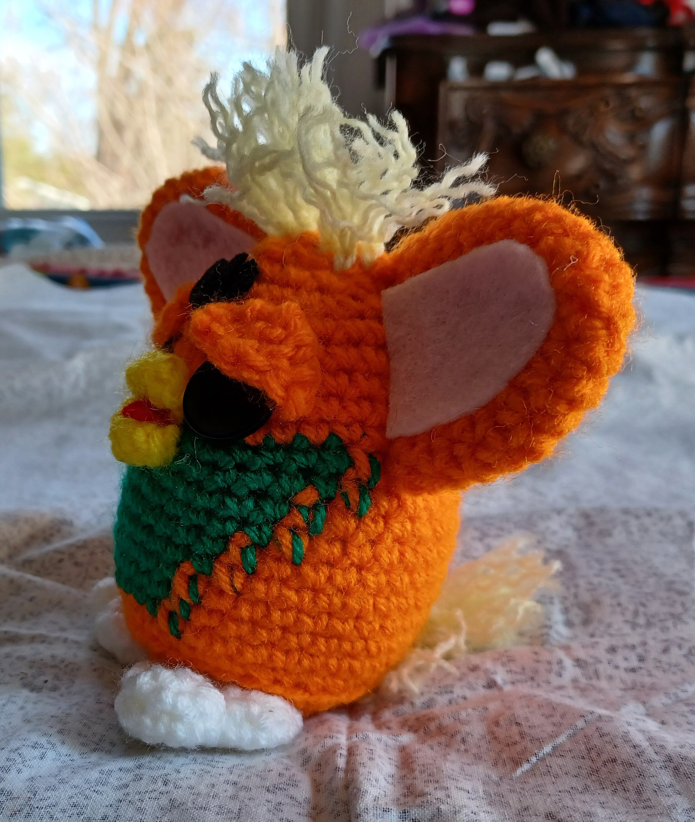 Orange and Green Furby Inspired Plush Toy, Crochet Furby Amigurumi ...