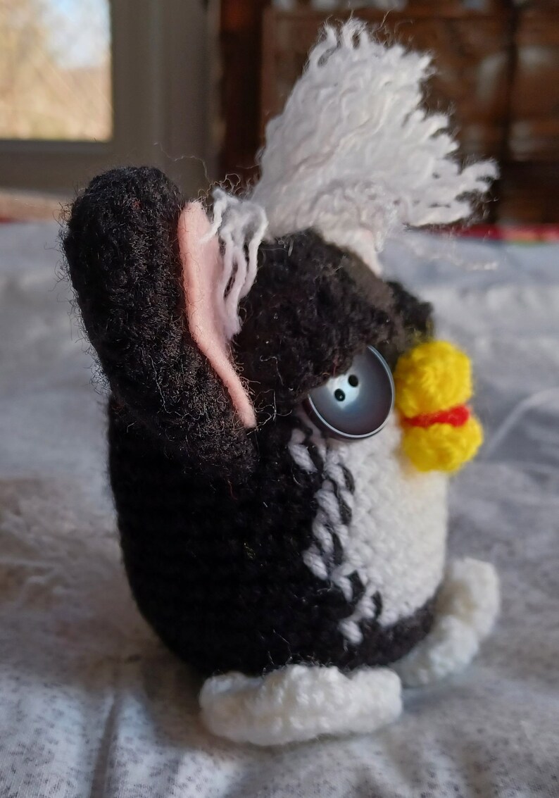 Black and White Furby Inspired Plush Toy, Crochet Tuxedo Furby ...