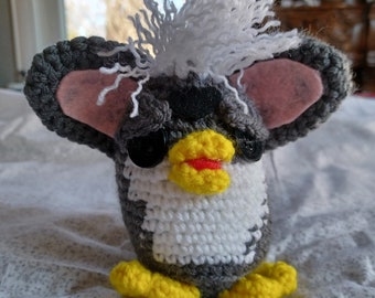 Black and White Furby Inspired Plush Toy Crochet Tuxedo Furby - Etsy