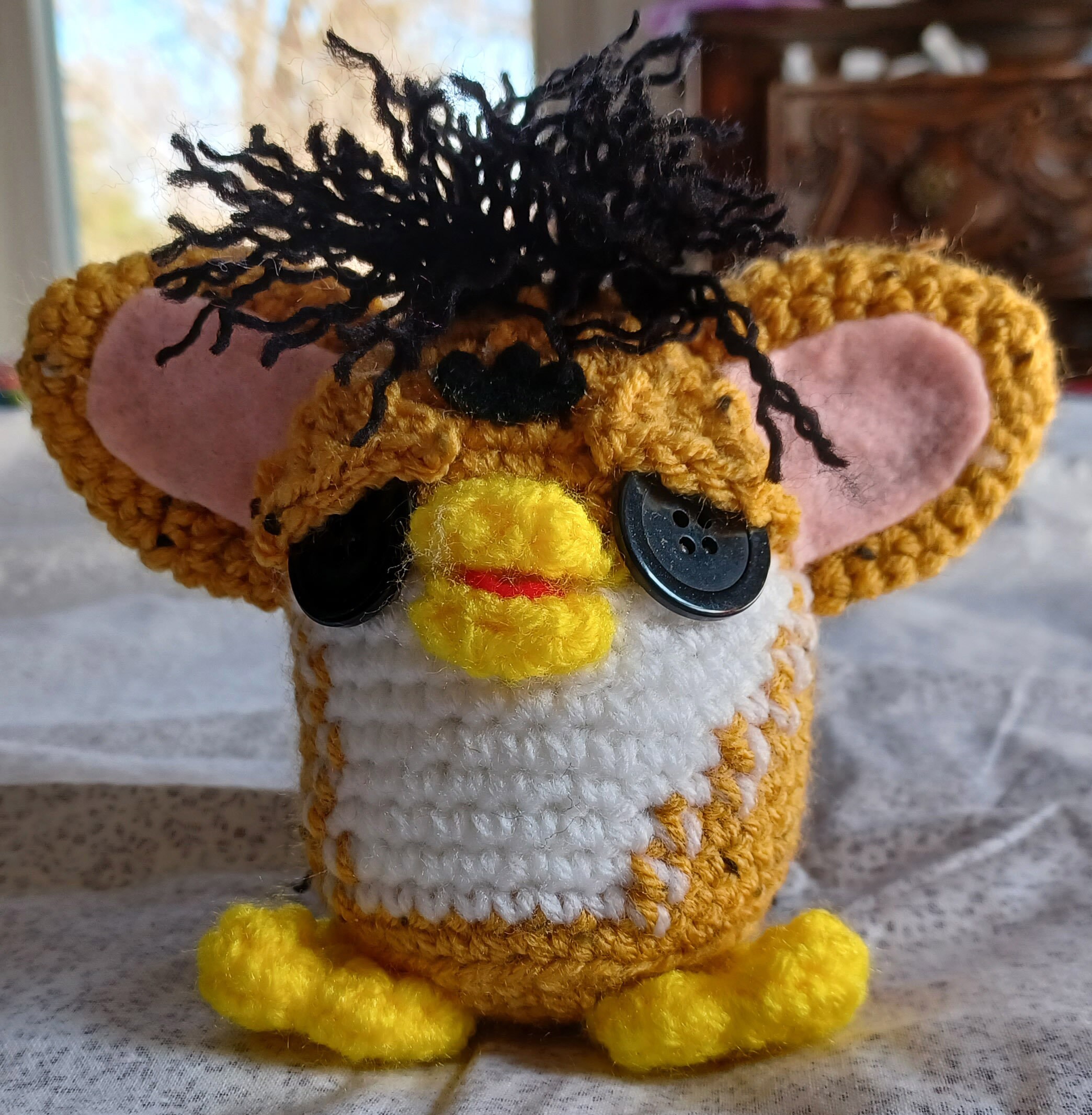 Gold and Black Furby Inspired Plush Toy, Crochet Furby Amigurumi, Furby ...
