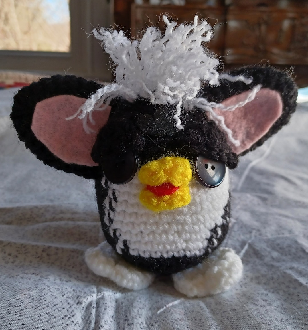 Black and White Furby Inspired Plush Toy, Crochet Tuxedo Furby ...
