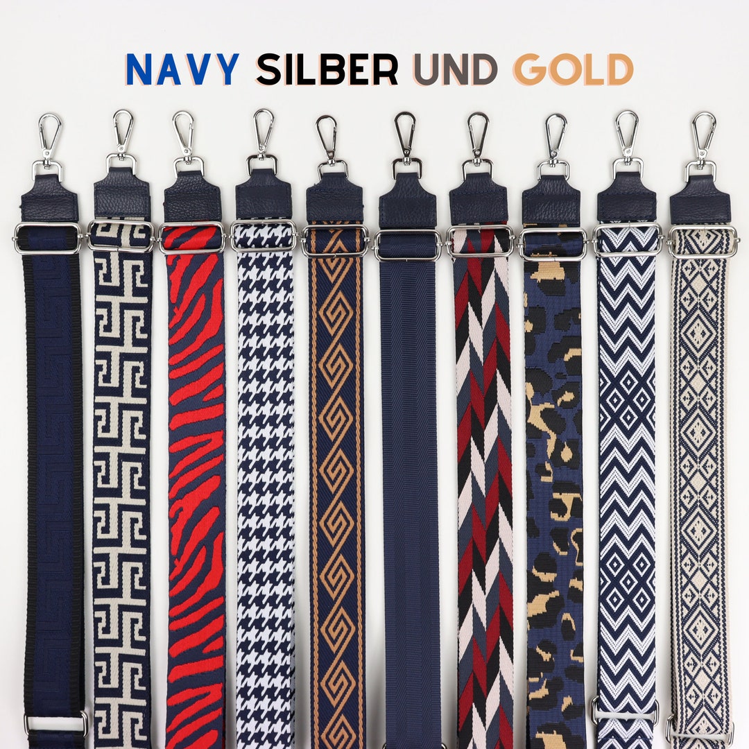 Patterned Navy Blue Bag Strap: Adjustable Wide Shoulder Strap - Etsy