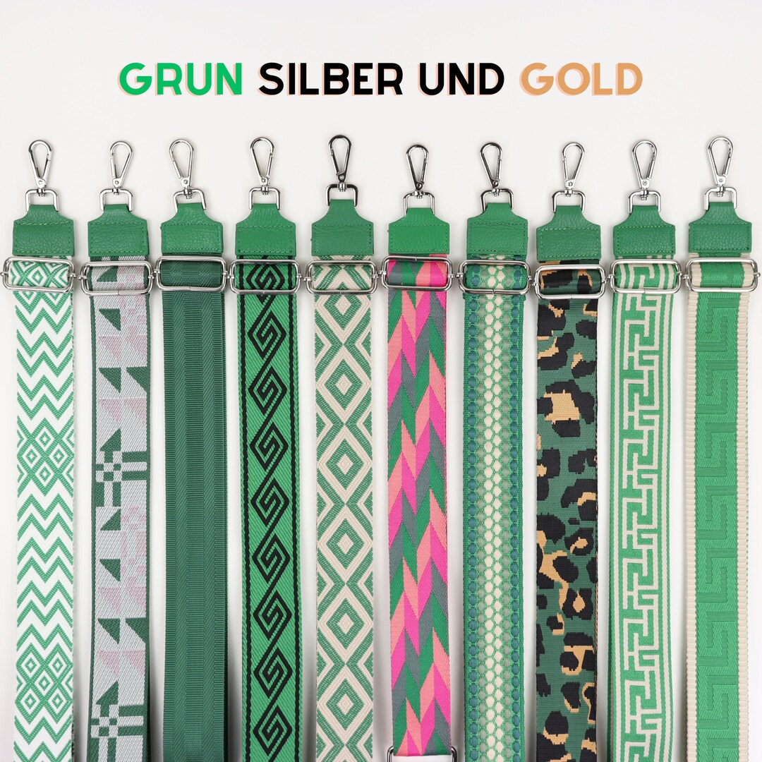 Green Patterned Bag Strap: Adjustable Wide Shoulder or Camera Strap - Etsy