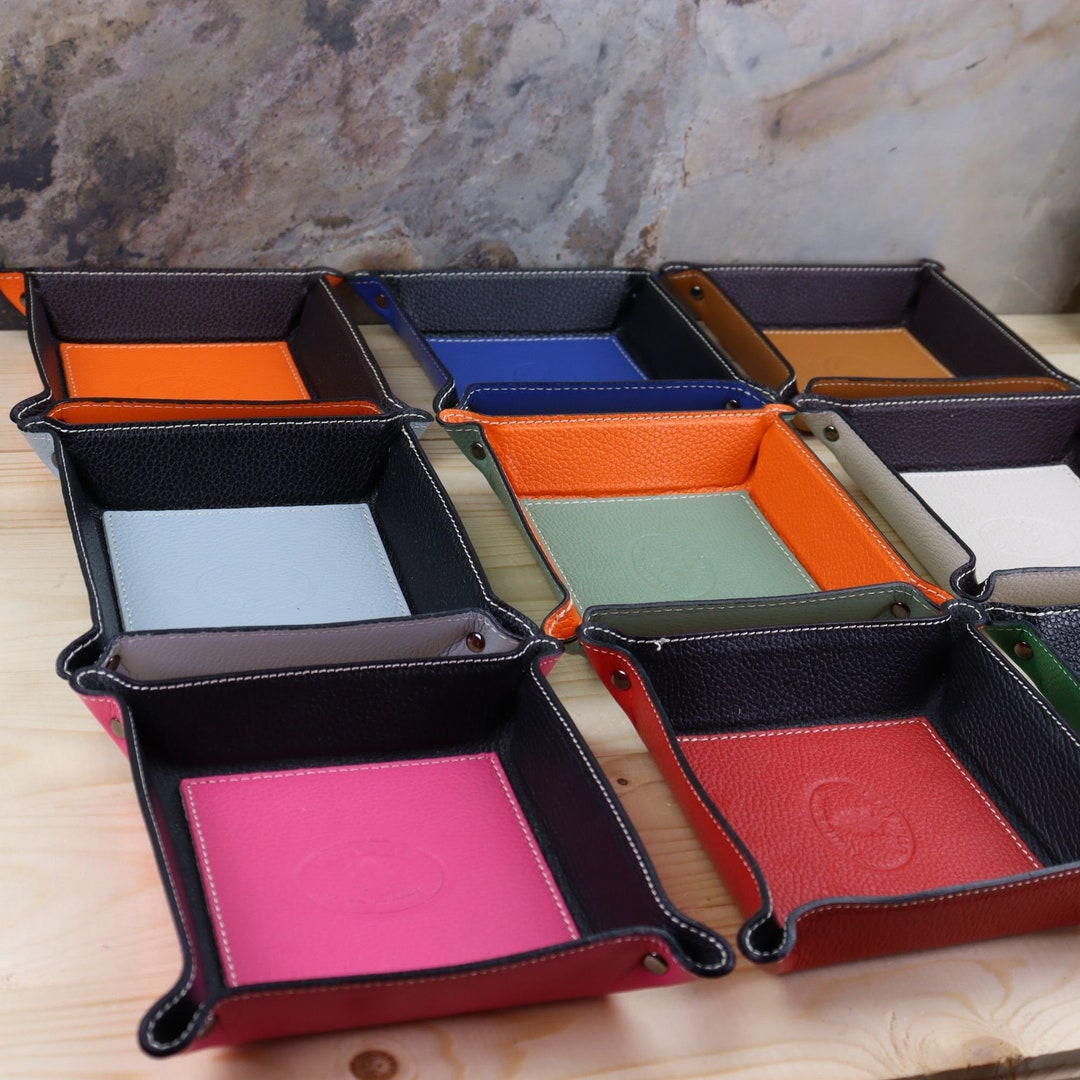 Personalized Leather Tray, Leather Desk Organizer for Wallets, Cell ...