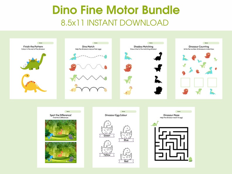 Dinosaur Fine Motor Activity Bundle - Etsy