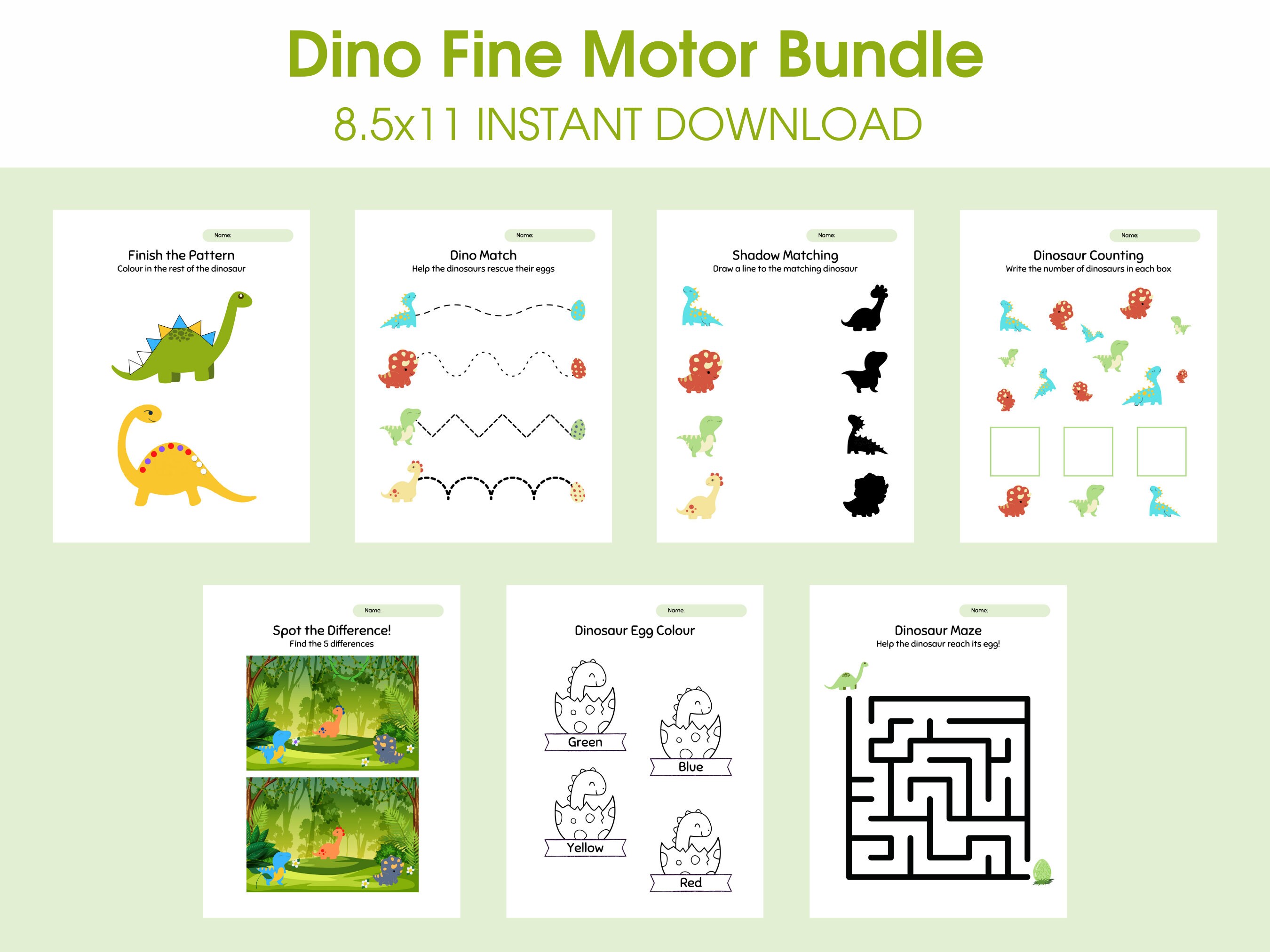 Dinosaur Fine Motor Activity Bundle - Etsy