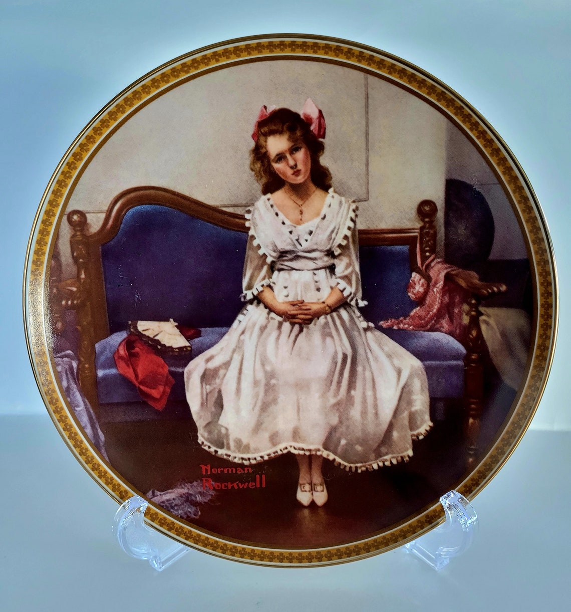 Vintage Collector Plate waiting at the Dance - Etsy