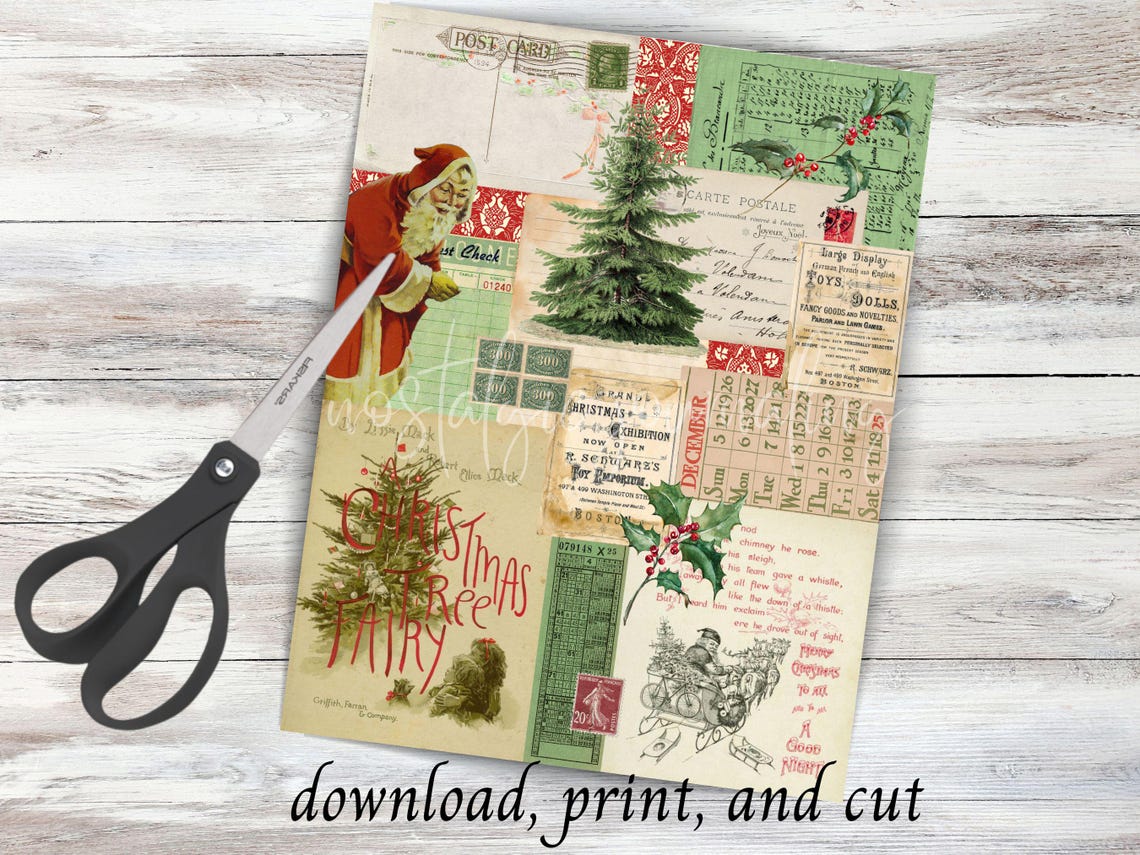 OLD FASHIONED CHRISTMAS Digital Download Paper Collection for Junk ...
