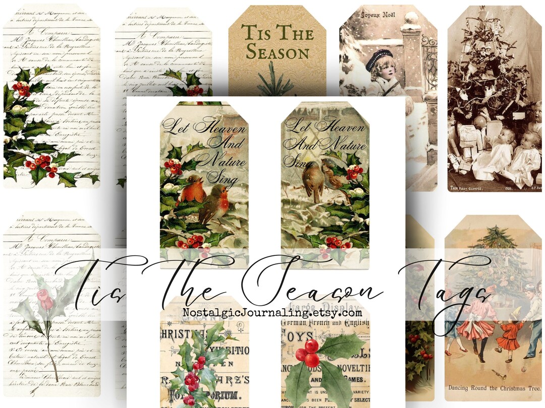TIS THE SEASON Digital Christmas Tags Download for Junk Journals ...