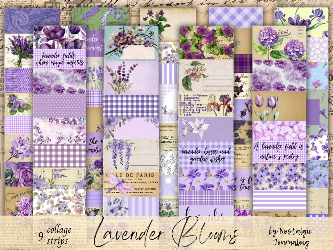 Purple Flower Snippets Digital Download, LAVENDER BLOOMS Vintage Purple ...