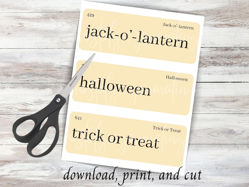 HALLOWEEN FLASHCARDS Digital Download, 24 Large Vintage Inspired Word ...
