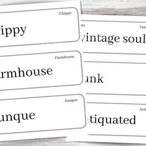 VINTAGE FLASHCARDS Digital Download, Large Vintage Inspired Word ...
