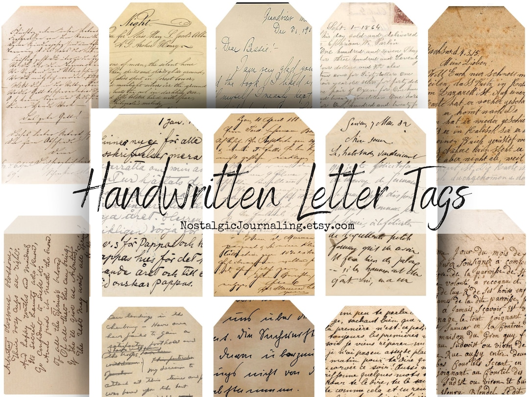 Old HANDWRITTEN LETTER TAGS Digital Download, 24 Printable Vintage ...