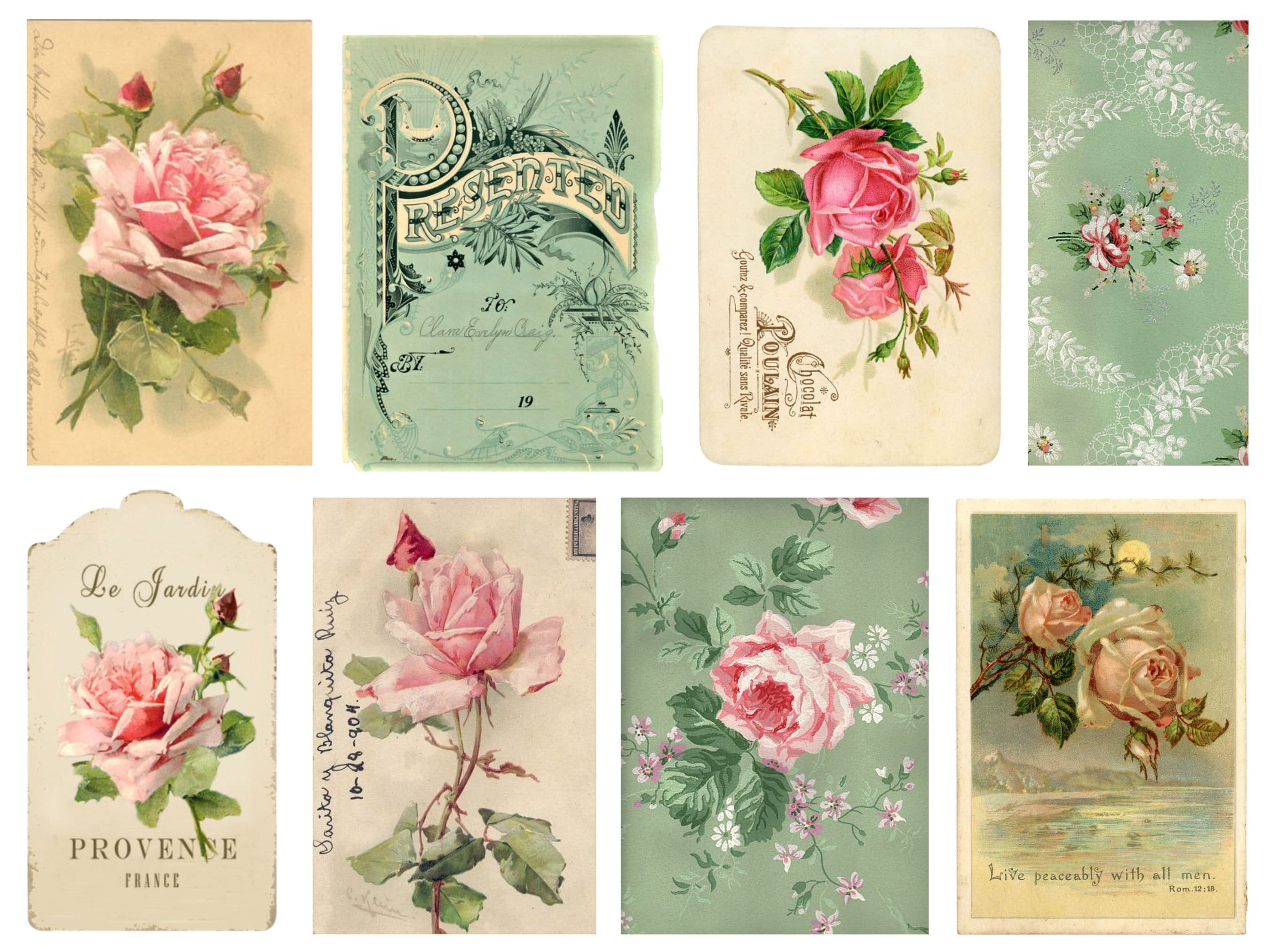 HISTORIC ROSE Tags Digital Download, Printable Snippets Kit for Junk ...