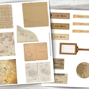 Travel Tags, WANDERLUST Tag Kit, Printable Junk Journaling Tags Card ...